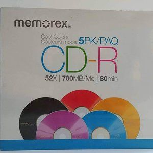 Memorex | Media | Memorex Cool Colors Cdr 52x 70mb 80 Min 5 Pack | Poshmark